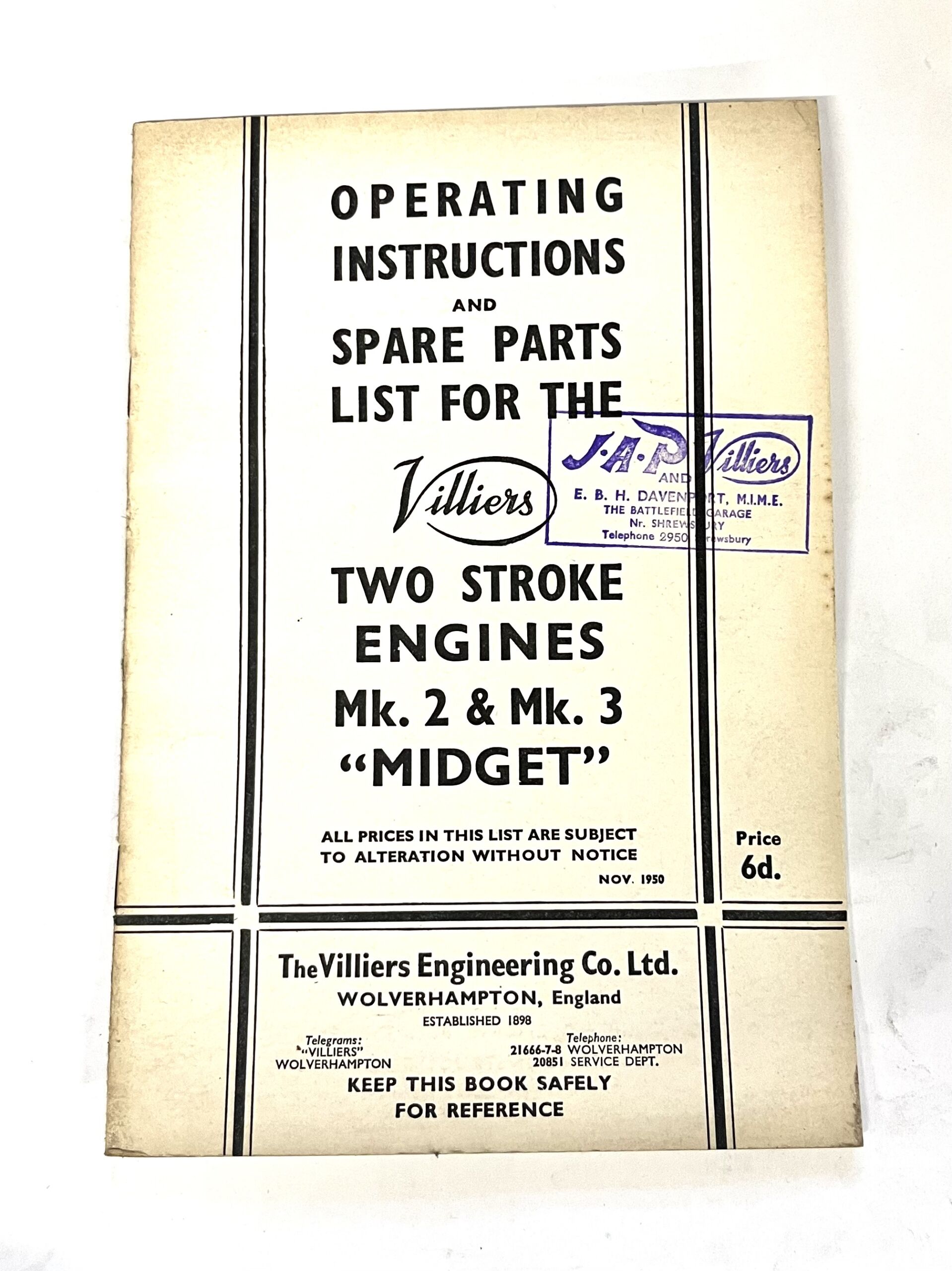 MK 2 / 3 MIDGET Parts Book And Operating Instructions (VEC103 ...