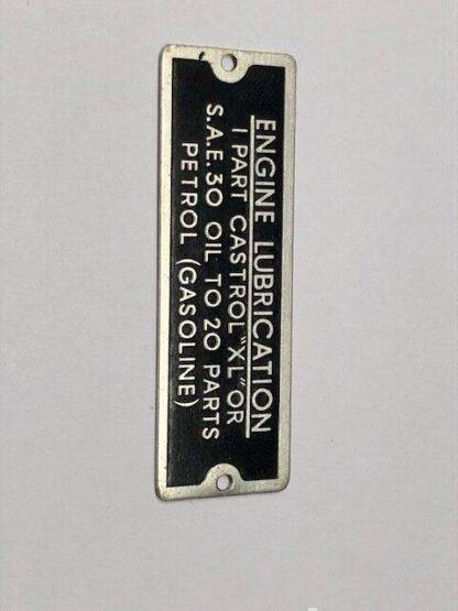 Oil Info / Lubrication Plate Rectangle – Villiers Services